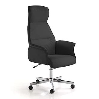 Wink Design Lagoon Black Bürostuhl, Metall, Schwarz, Chrom, H116/126 x 64 x 75 cm