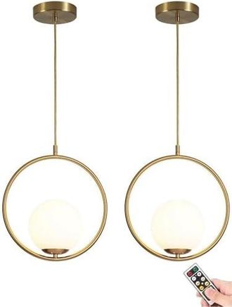 Generic Lampe suspendue &agrave; piles avec ampoule rechargeable &agrave; intensit&eacute; variable et programmable, lustre d&eacute;clairage de plafond suspendu aliment&eacute; par batterie no