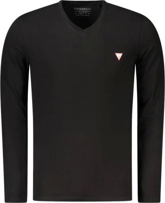 Guess Homme, Tops, Noir, Taille: XL T-Shirt Noir en Coton Col en V