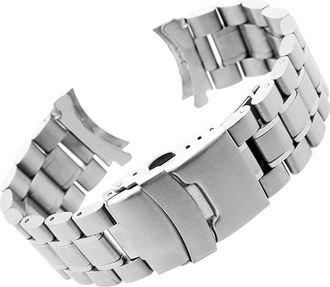 Generic Edelstahlarmband, Metall-Edelstahlarmband, 18 mm, 20 mm, 22 mm, 24 mm, Doppelverriegelung, Verstellbarer Bogen, Schwarz, Silber (Farbe: Schwarz, Gr&ouml;&szlig;e