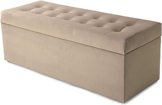 MG Design Pouf Coffre 45 × 120 cm Beige - Rangement 140 L, Charge 300 kg, Surface Douce avec léger reflet, Entretien Facile - pour Salon, Chambre, entrée