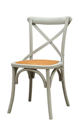 Biscottini International Thonet Vintage Massivholz Stuhl 47 x 50 x 87 cm - Küchenstuhl aus Rattan mit gekreuzter Rückenlehne - Esszimmerstühle - Stühle für Außen- und Innenber