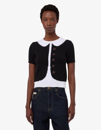 Moschino Pull en coton biologique m&eacute;lang&eacute; incrust&eacute; - Noir