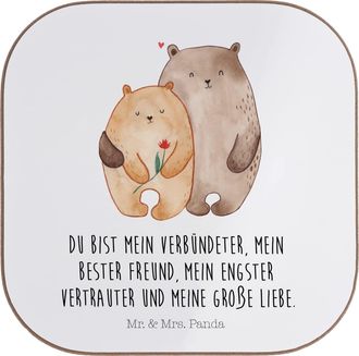 Mr. & Mrs. Panda Untersetzer Bären Liebe - Geschenk, Gläser, gläseruntersetzer, Umarmen, Tassenuntersetzer, Freundin, Hochzeitstag, Verknallt, Kuscheln, Bär, Getränkeu