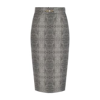 Elisabetta Franchi Femme, Jupes, Noir, Taille: 44 FR Jupe Midi Imprim&eacute; Python