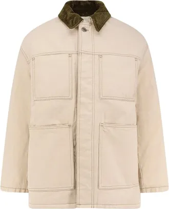Ami Homme, Vestes, Beige, Taille: S Veste Beige à Col en Velours Côtelé