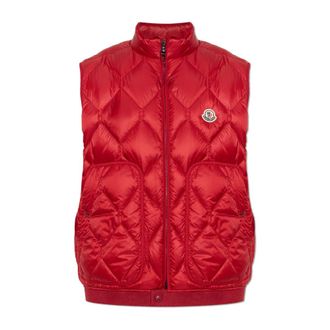 Moncler Puffer-Weste mit Logo-Patch - - Jackets - Herren - Rot - 2XL