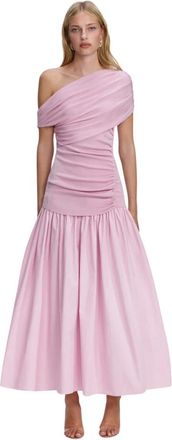 Self Portrait Femme, Robes, Rose, Taille: 38 FR Robe Midi Drap&eacute;e en Maille de Coton