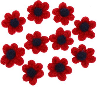 Aboofan 10 St&uuml;ck Teiliges Handgefertigte DIY Bl&uuml;tenapplikationen f&uuml;r Haarschmuck und Bekleidungsdekorationen in Weinrot Vielseitig Einsetzbare Bastelaccessoir