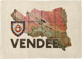 Fabulous Tischset aus Leinen - Vendée 85 Departement La Roche sur Yon Antike Karte - Großes Format 40 x 28,5 cm