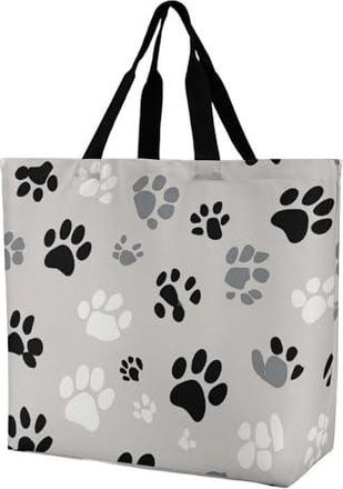 Generic Empreintes De Pattes DAnimaux Sac Cabas L&eacute;ger Tote Bag Pliable Sac Courses Pour Travail Shopping Gym
