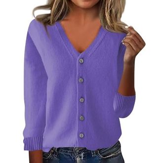 Generic Cocila Gilet Femme Tricot Cardigan Chic Et Elegant Hiver Pull Chaud Manches Longues avec Boutons Doux D&eacute;contract&eacute; Casual Col V Ouvert sur Le L&eacute;ger Aut