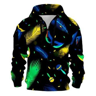 Generic Costume de carnaval - Sweat &agrave; capuche pour homme - Avec fermeture &eacute;clair 1/4 - Sweat-shirt - V&ecirc;tement de f&ecirc;te - Imprim&eacute; masque - T-shirt dext&eacute;rieur - 