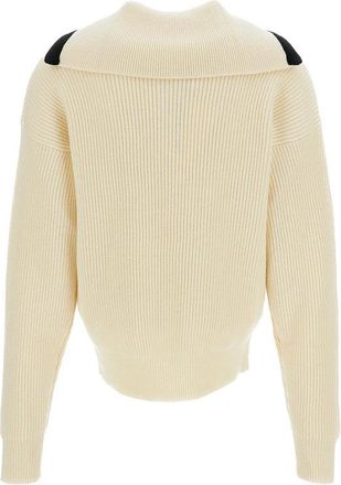 Barena Ribbed Merino Wool Half-Zip Sweater - Beige