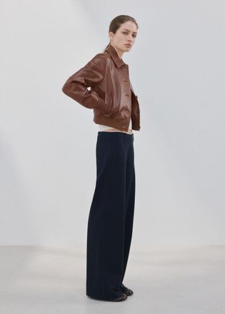 Mango Pantalon Lyocell droit bleu marine - Femme - XXS - MANGO