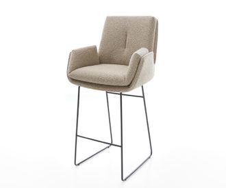DELIFE Barstuhl Clea-Flex Boucl&eacute; Schlamm Kufengestell Metall Schwarz, Barst&uuml;hle