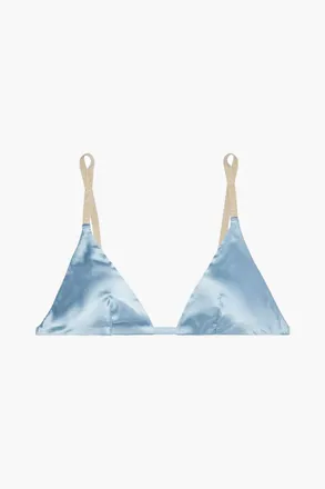 La Perla B&uuml;gelloser Triangel-BH aus Satin aus einer Seidenmischung - Blau - 3