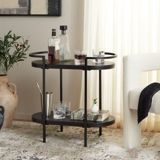 Safavieh Glamourös 2 Etagen Barwagen, Schwarz, 66 x 36 x 65