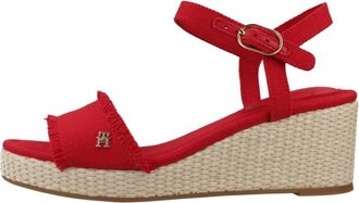 Tommy Hilfiger Femme, Chaussures, Rouge, Taille: 38 EU Eileen Woven Wedge Espadrille