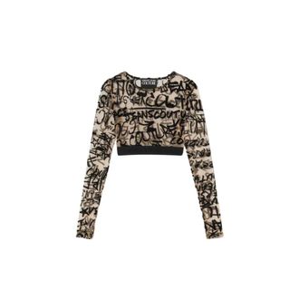 Versace Jeans Couture Femme, Tops, Beige, Taille: 32 FR Top &agrave; Manches Longues Graffiti
