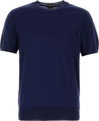 Tom Ford Homme, Tops, Bleu, Taille: M Pure Cotton Crew Neck