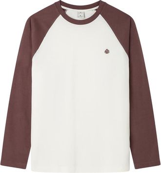 Springfield Ranglan Single Pullover Pfirsich L/S mit Baumstickerei, Weinrot, L