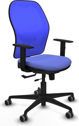 Piqueras y Crespo Jorquera Stuhl mit Lendenwirbelst&uuml;tze mit 1D-Armlehnen, ausgestattet mit Syncro/Traslack und injiziertem Schaumstoff, Rollen 65 mm, Parkett, Blau/Hell