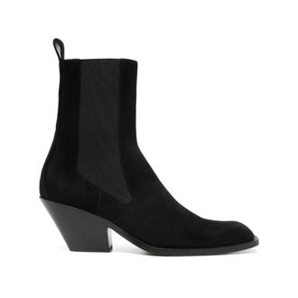 Khaite Schwarze Cowboy-Stiefel aus Kalbsveloursleder - - Shoes - Damen - Schwarzk - 37 EU
