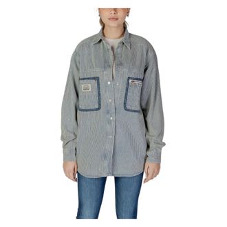 Replay Lang&auml;rmeliges Baumwollhemd - - Blouses & Shirts - Damen - Blau - S