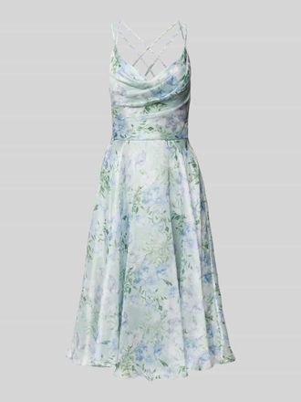 Luxuar Cocktailkleid mit Wasserfall-Ausschnitt