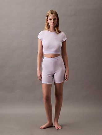 Calvin Klein Lounge-shorts - Cotton Stretch Rib - Lilac Quartz - Damen - XS