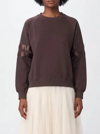 Repetto Sweat-shirt col rond en coton m&eacute;lang&eacute; avec bandes en satin