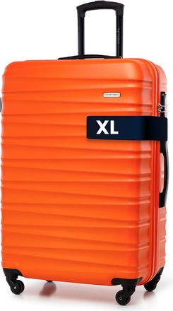 Wittchen Reisekoffer Groß Rollkoffer Trolley Großer Koffer Check-In Gepäck Hartschale aus ABS 4 Spinner-Rollen Zahlenschloss Groove Line Größe L orange Lufthan
