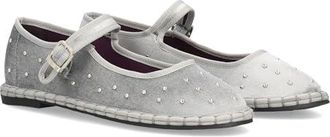 Shoes & Blues Ballerines plates pour femme, design avec appliques m&eacute;talliques sur toute la surface, fabriqu&eacute;es en velours avec passepoil en contraste, semelle soupl