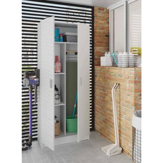 Dmora Dmora - Mehrzweck-Schrank Dbaldi, Besenschrank mit 2 T&uuml;ren, Schuhregal mit Regalen, Besenkammer, 73x37h180 cm, Eiche