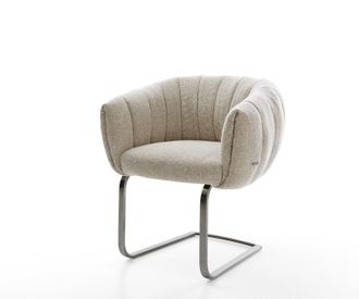 DELIFE Freischwinger Jada-Flex Webstoff Soft Beige Freischwinger flach Graphit Taschenfederkern, Esszimmerst&uuml;hle