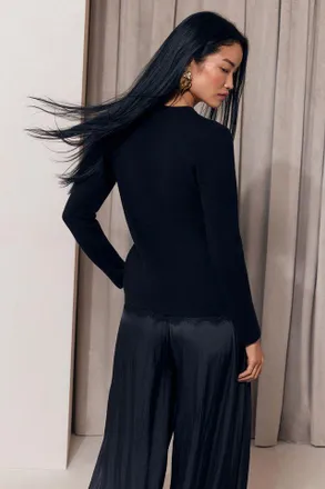 Lipsy Strickjacke Lipsy Lange Strickjacke mit Spitzendetail, Regular (1-tlg)