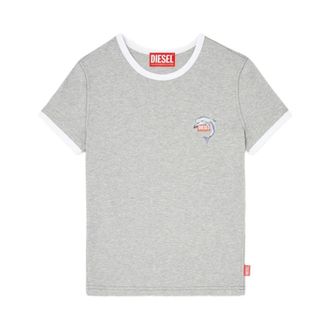 Diesel Femme, Tops, Gris, Taille: 38 FR Ringer Trim Graphic T-Shirt