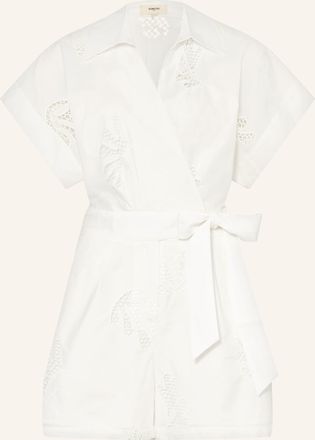 Suncoo Jumpsuit Tracy In Wickeloptik Mit Lochspitze weiss