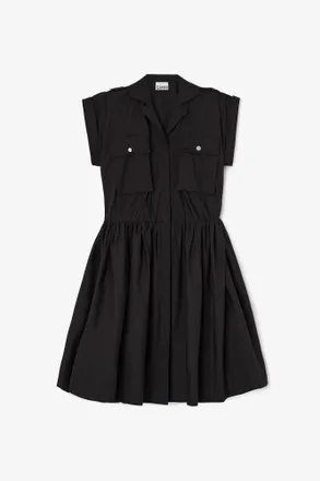 Ganni schwarz Kleid aus grauer Baumwolle Bio-Baumwolle - Gr&ouml;&szlig;e 32