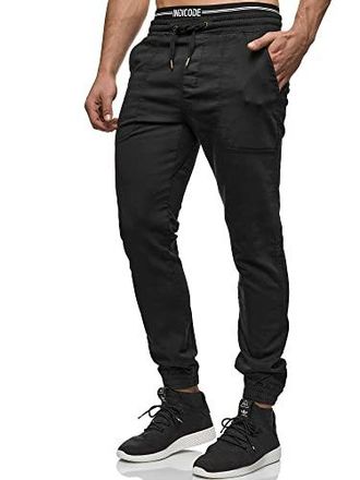 Indicode Hommes Nizar Pants | Pantalon d&eacute;contract&eacute; en Jean Stretch Black XXL