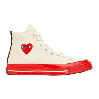 Comme Des Garçons Femme, Chaussures, Blanc, Taille: 38 EU Baskets Hautes en Toile Crème