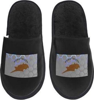 Generic Respirant Pantoufles Hommes Drapeau de Chypre Chausson Maison L&eacute;g&egrave;re Chaussons en Peluche pour Maison Hiver Femme M