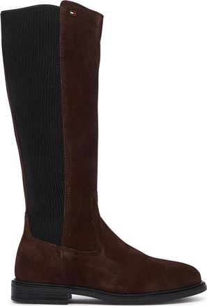 Tommy Hilfiger Stiefel Tommy Hilfiger Enamel Flag Suede High Chelsea FW0FW09574 Dunkelbraun