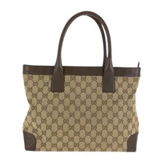 Gucci Sac cabas en toile GG et cuir marron beige Pre-owned - Femme - Pre-owned - Brun - Taille: ONE Size