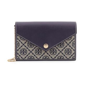 Tory Burch T Monogram Envelope Chain Wallet - - Accessories - Damen - Blau - ONE SIZE
