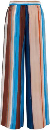 Fendi Womens Printed Silk Pant Powder Pink-Laguna Exterior: Pantaloni Pink/laguna Trousers
