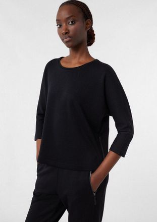 Comma 3/4 Arm-Pullover Sweatshirt Sweatshirt mit Fledermausärmeln und Zipper-Details