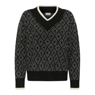 Kaffe Lizza Argyle - - Knitwear - Damen - Schwarzk - XS