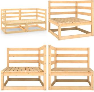 vidaXL Garten-Ecksofas 2 Stk. Massivholz Kiefer - Outdoor-Sofa - Gartenm&ouml;bel - Eckbank - Rattan M&ouml;bel - Kiefernholzm&ouml;bel - Home & Living